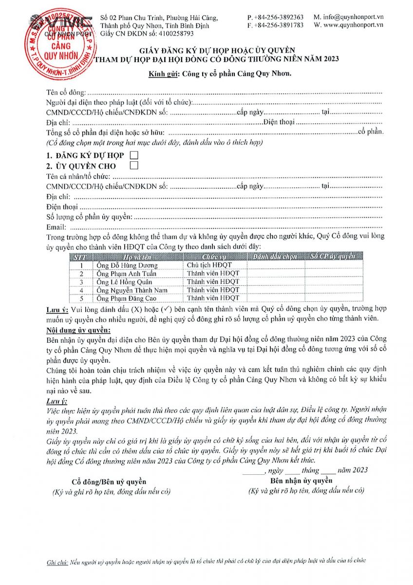 QUY NHON PORT - CÔNG TY CỔ PHẦN CẢNG QUY NHƠN